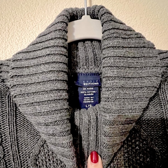 Basic Editions | Sweaters | Vintage Basic Editions Charcoal Grey Cable ...